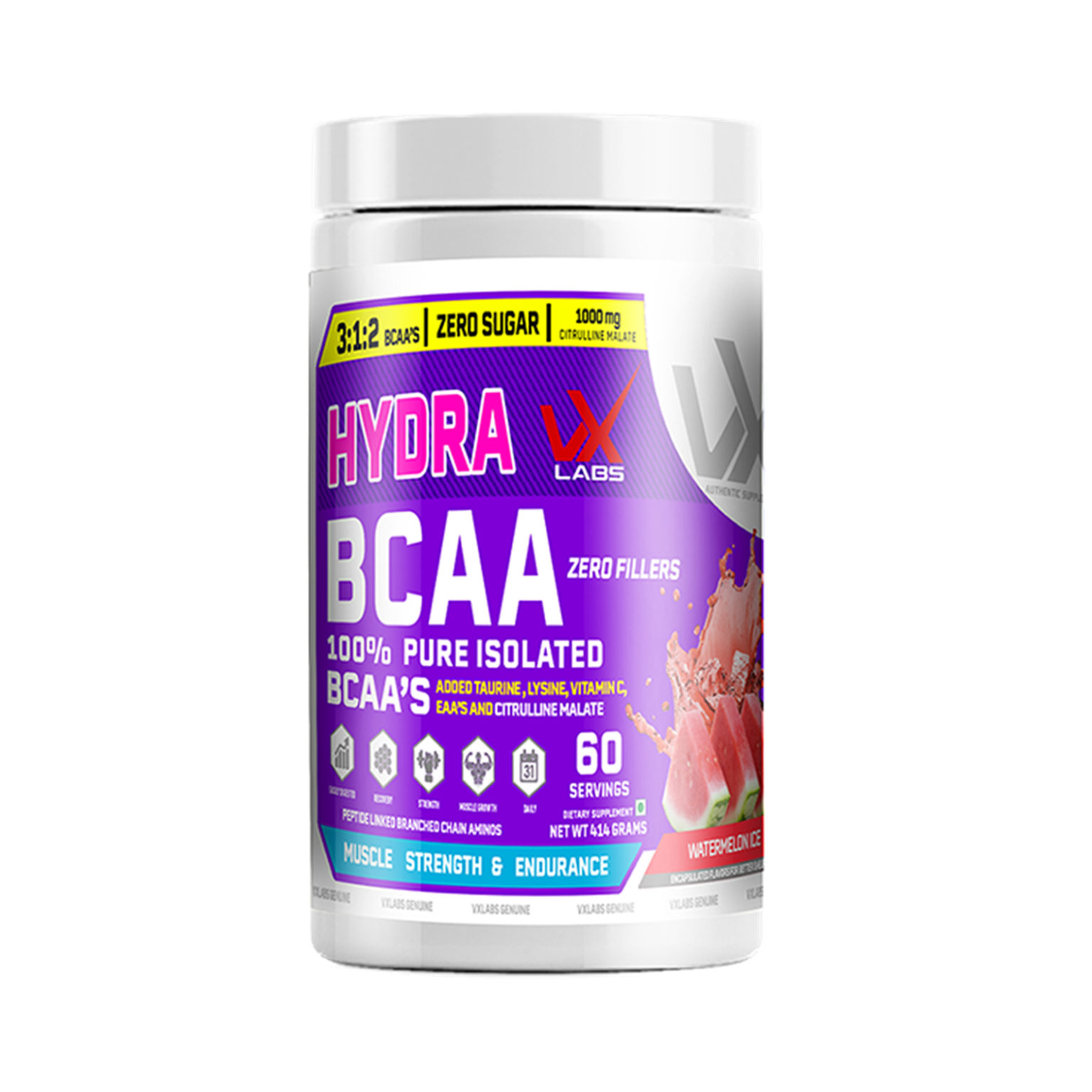 Vx-Labs Hydra Bcaa Natural Watermelon 60 Serving - STradeNutrition™